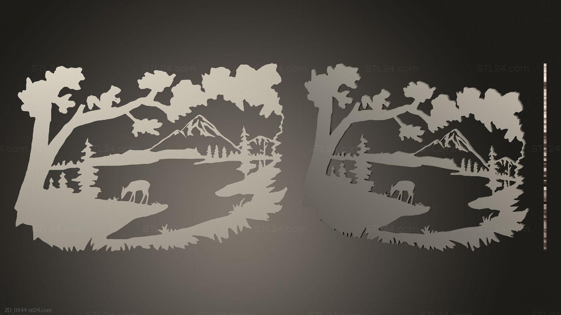 2D - Nature 10, 2D_0144. 3D stl model for CNC